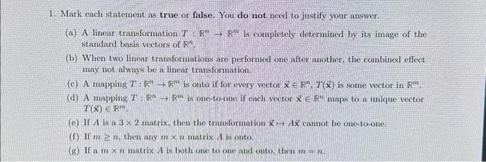 Solved 1. Mark each statement as true or false. You do not | Chegg.com