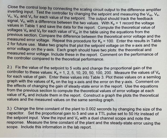 Design Project- Proportional Control 1.) Design the | Chegg.com