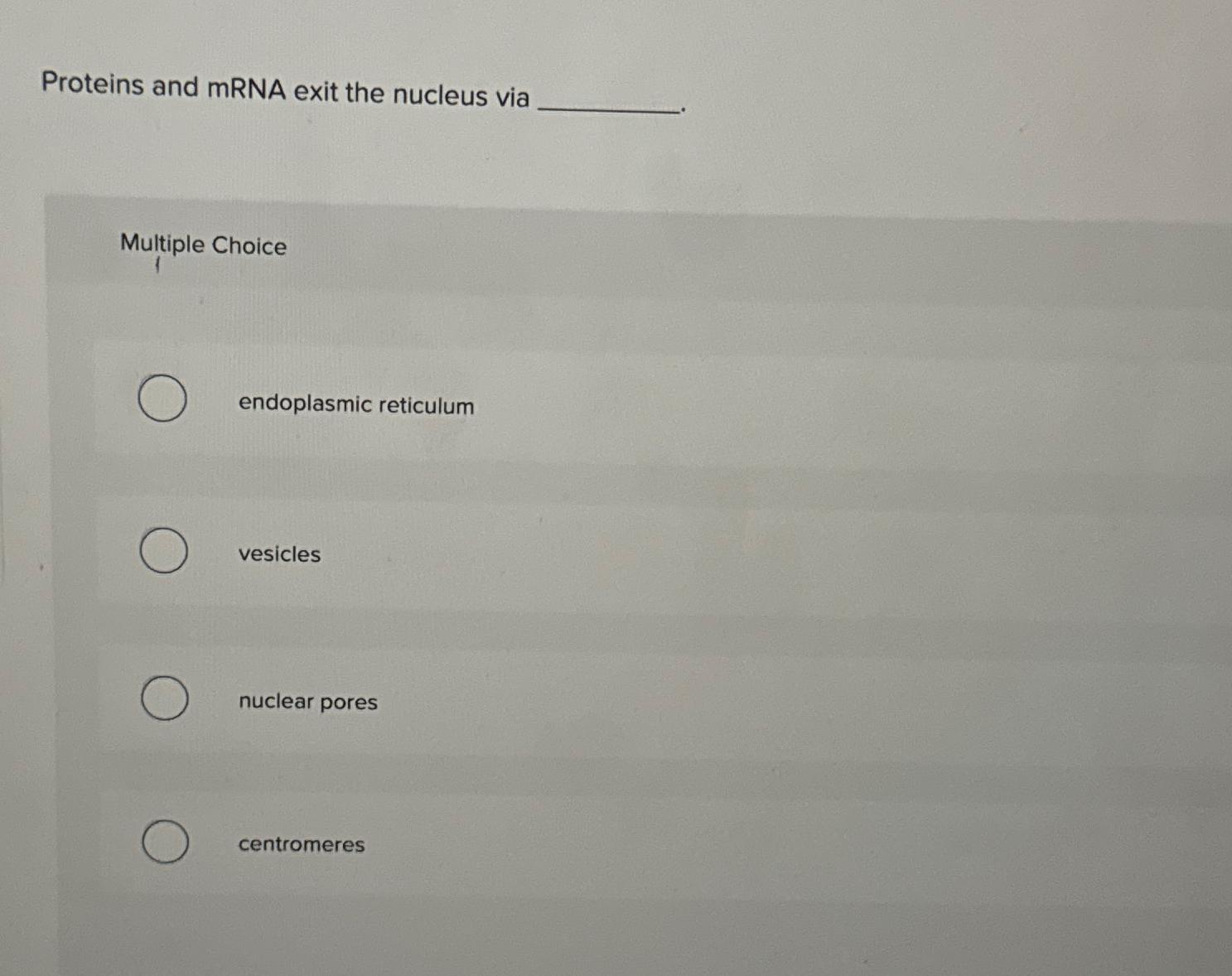Solved Proteins and mRNA exit the nucleus viaMultiple | Chegg.com