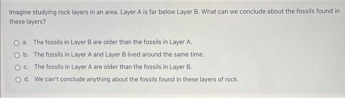 Solved Imagine studying rock layers in an area. Layer A is | Chegg.com