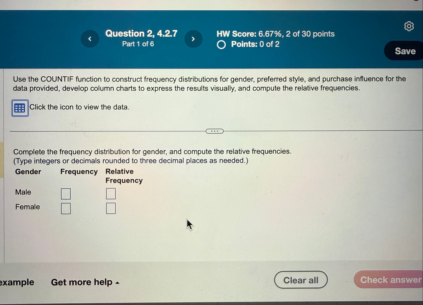 Question 2, 4.2.7Part 1 ﻿of 6HW Score: 6.67%, 2 ﻿of | Chegg.com