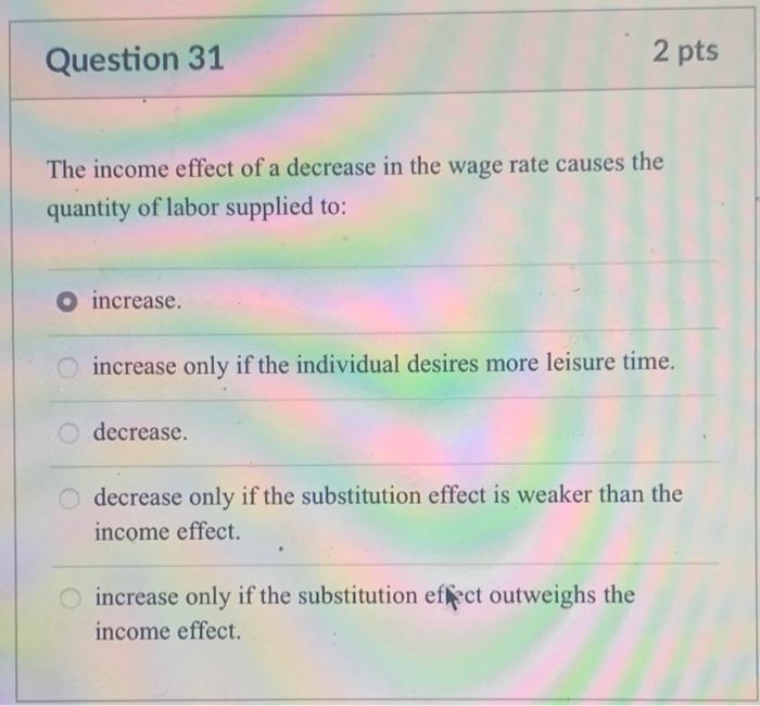 Solved The income effect of a decrease in the wage rate | Chegg.com