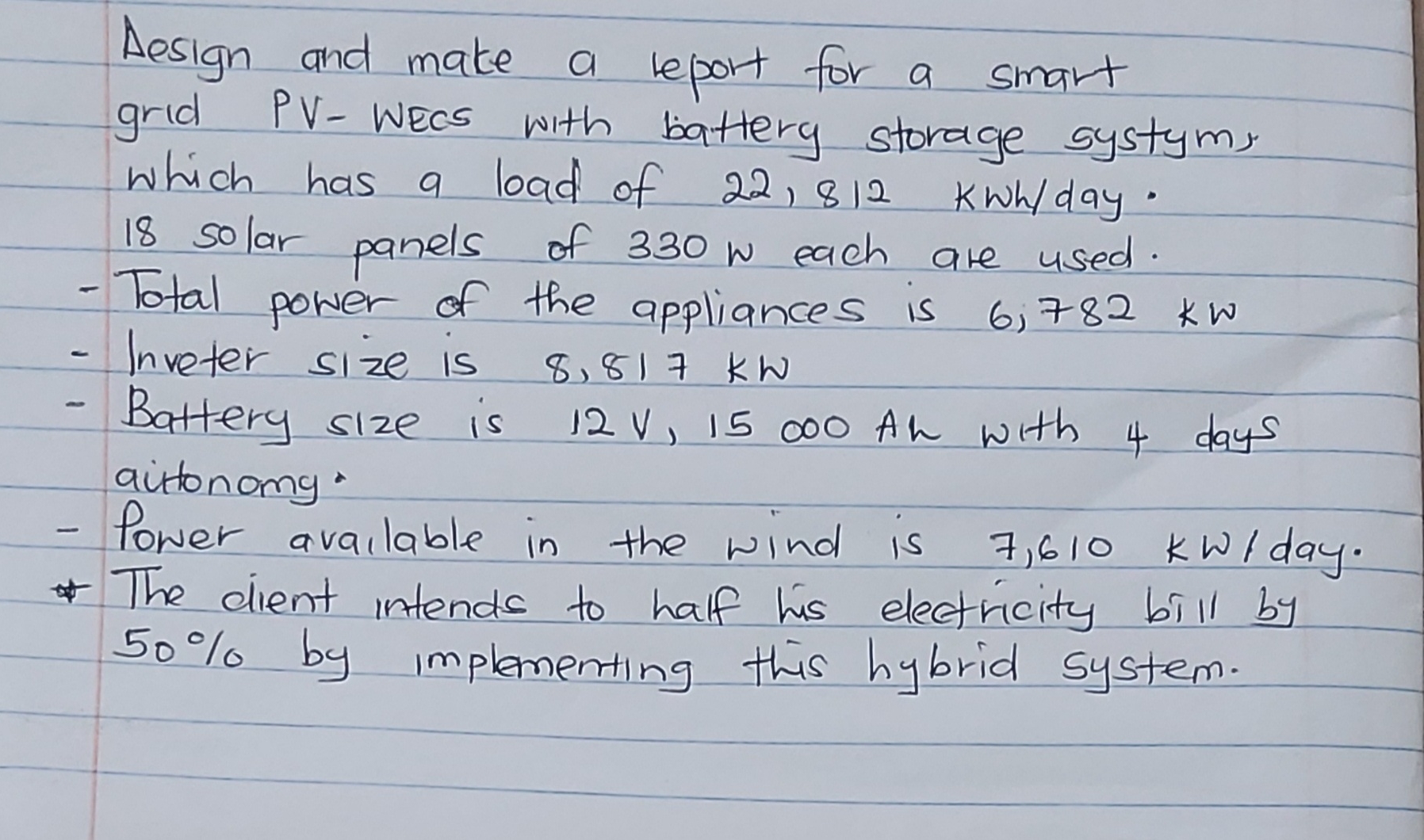 Solved Design and make a report for a smartgrid PV-WECS with | Chegg.com