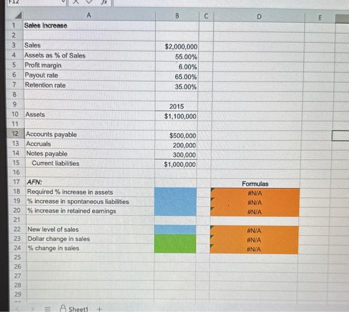 Solved Excel Online Structured Activity: Sales increase | Chegg.com