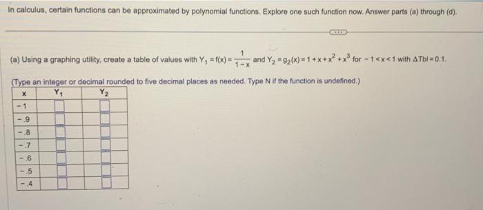 Solved In calculus, certain functions can be approximated by | Chegg.com