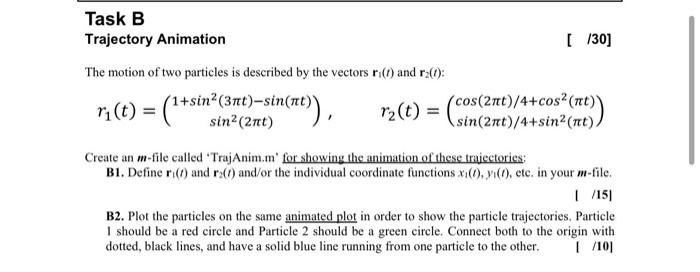 Solved Task B Trajectory Animation [130] The motion of two | Chegg.com