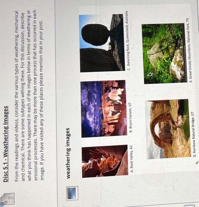 Solved Disc 5.1 - Weathering Images From the readings and | Chegg.com