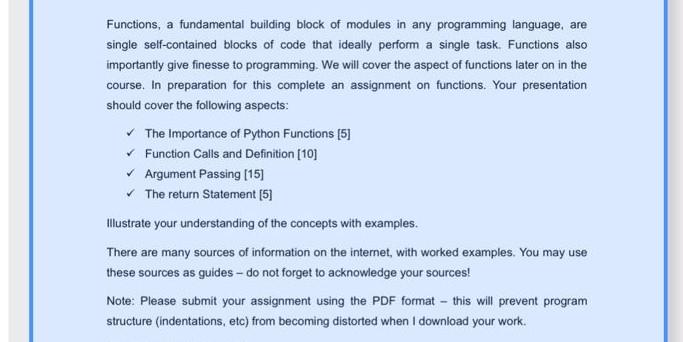 Solved Functions, a fundamental building block of modules in | Chegg.com