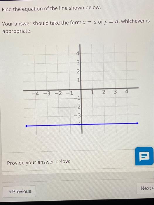 Solved Find the equation of the line shown below. Your | Chegg.com
