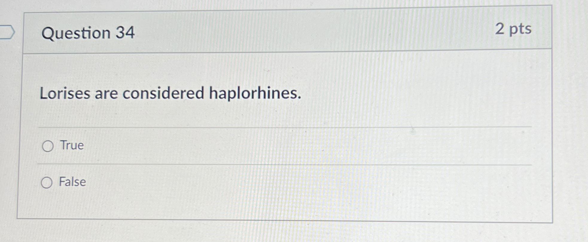 Solved Question 342 ﻿ptsLorises are considered | Chegg.com