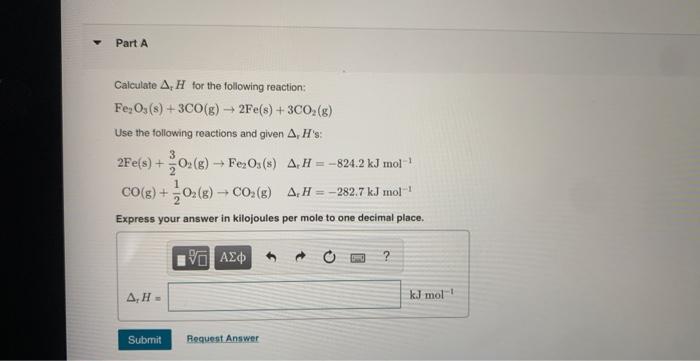 Solved Calculate ΔtH for the following reaction: Fe2O3( | Chegg.com