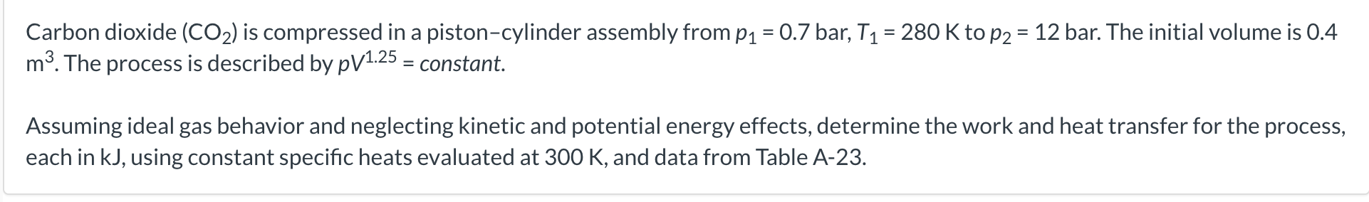 Solved Carbon dioxide (CO2) is ﻿compressed in ﻿a | Chegg.com