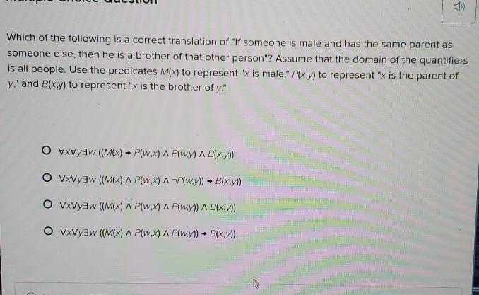 Solved Which of the following is a correct translation of | Chegg.com