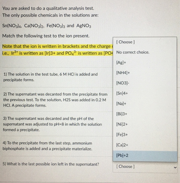Solved You are asked to do a qualitative analysis test. The | Chegg.com