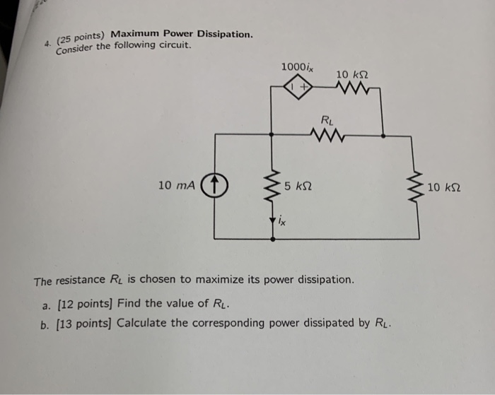 Solved 4. (25 points) points) Maximum Power Dissipation. | Chegg.com