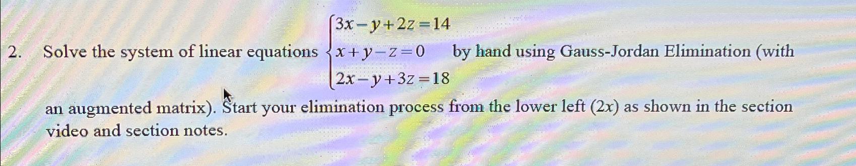 Solved Solve the system of linear equations | Chegg.com