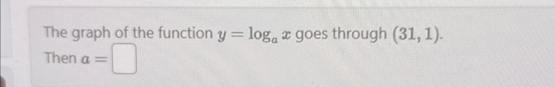 Solved The graph of the function y=logax ﻿goes through | Chegg.com