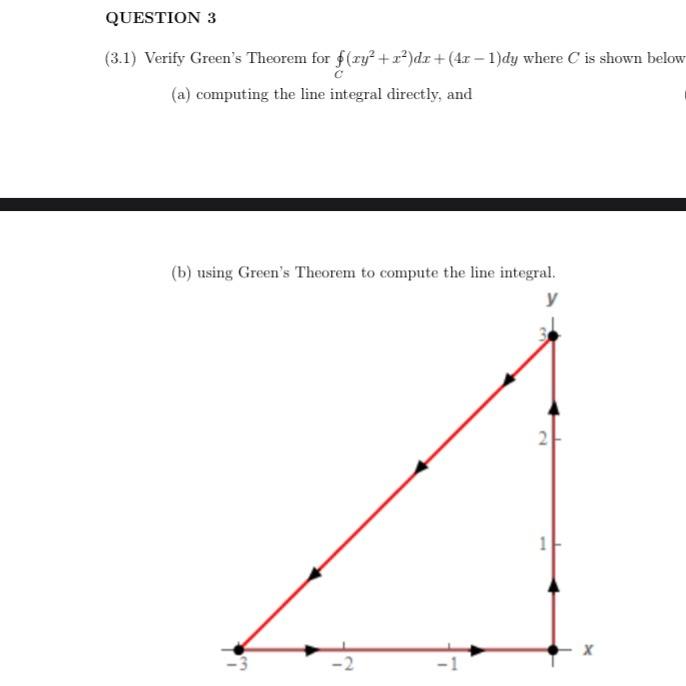 Solved QUESTION 3 (3.1) Verify Green's Theorem for | Chegg.com