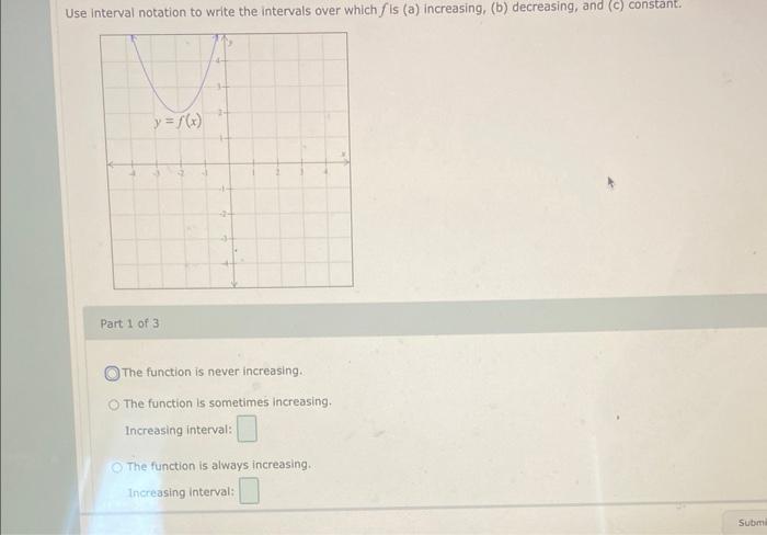 Solved The function is never increasing. The function is | Chegg.com