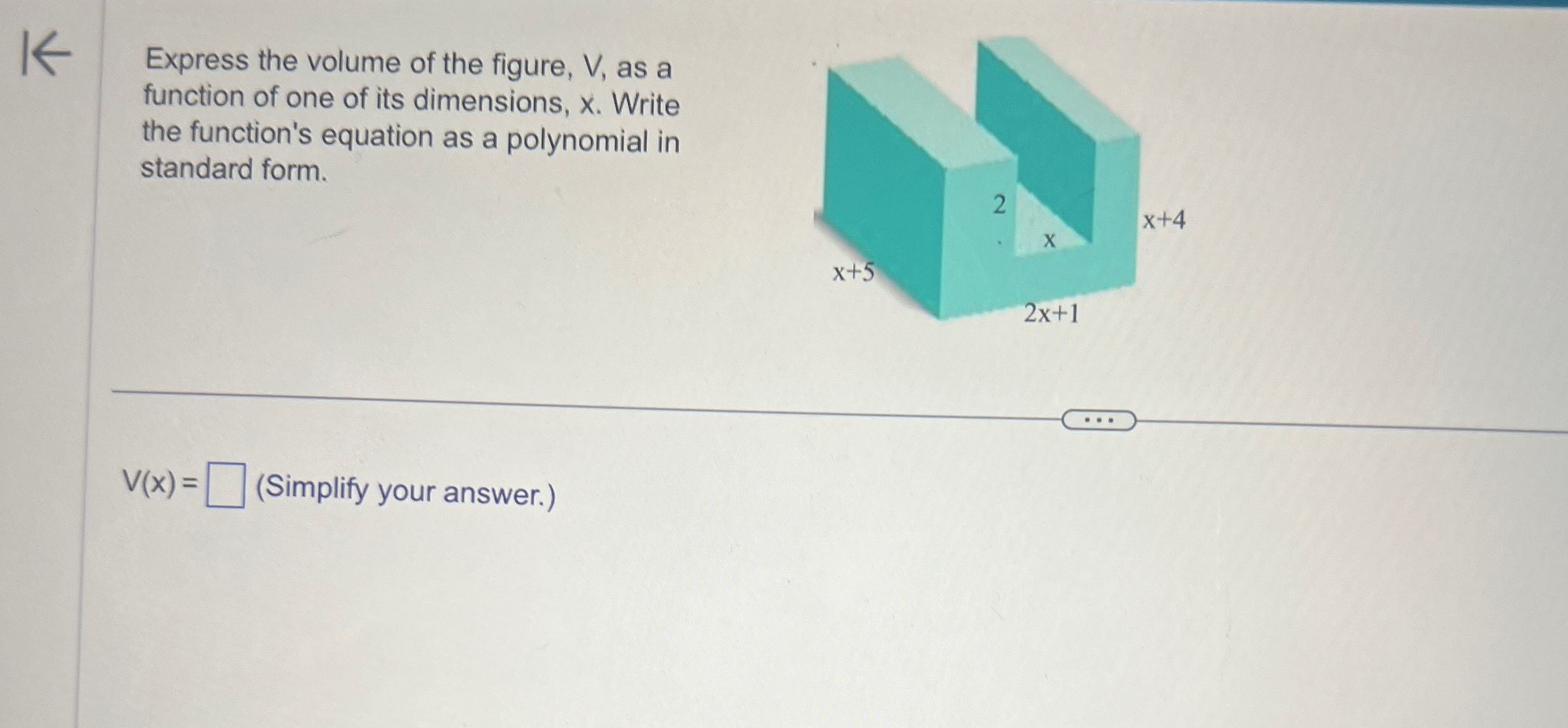 Solved Express the volume of the figure, V, ﻿as a function | Chegg.com