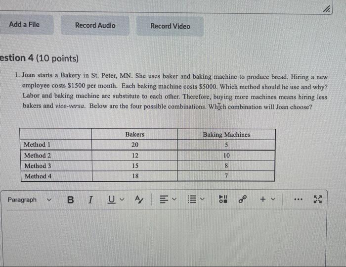 Solved Add a File Record Audio Record Video estion 4 (10 | Chegg.com