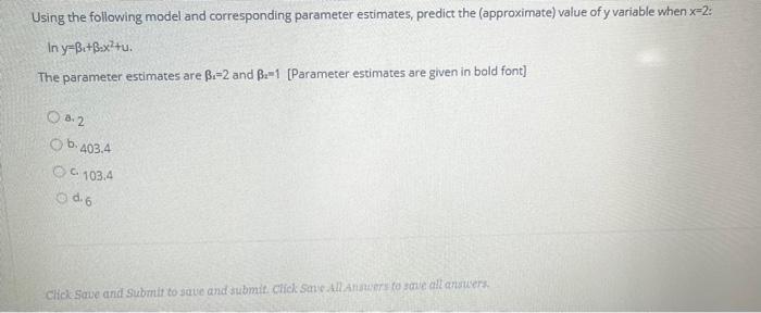 Solved Consider the following model: y yhat =2.1+1.0x2 The | Chegg.com