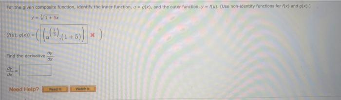 Solved For the given composite function, identify the inner | Chegg.com