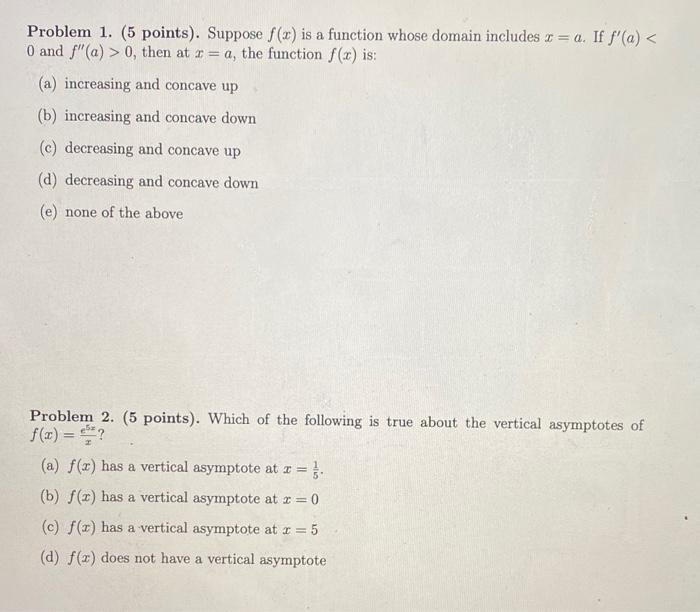 Solved Problem 1. (5 points). Suppose f(x) is a function | Chegg.com