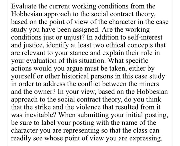 Evaluate the current working conditions from the | Chegg.com