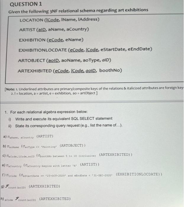 Solved 1.For each relational algebra expression belowi) | Chegg.com