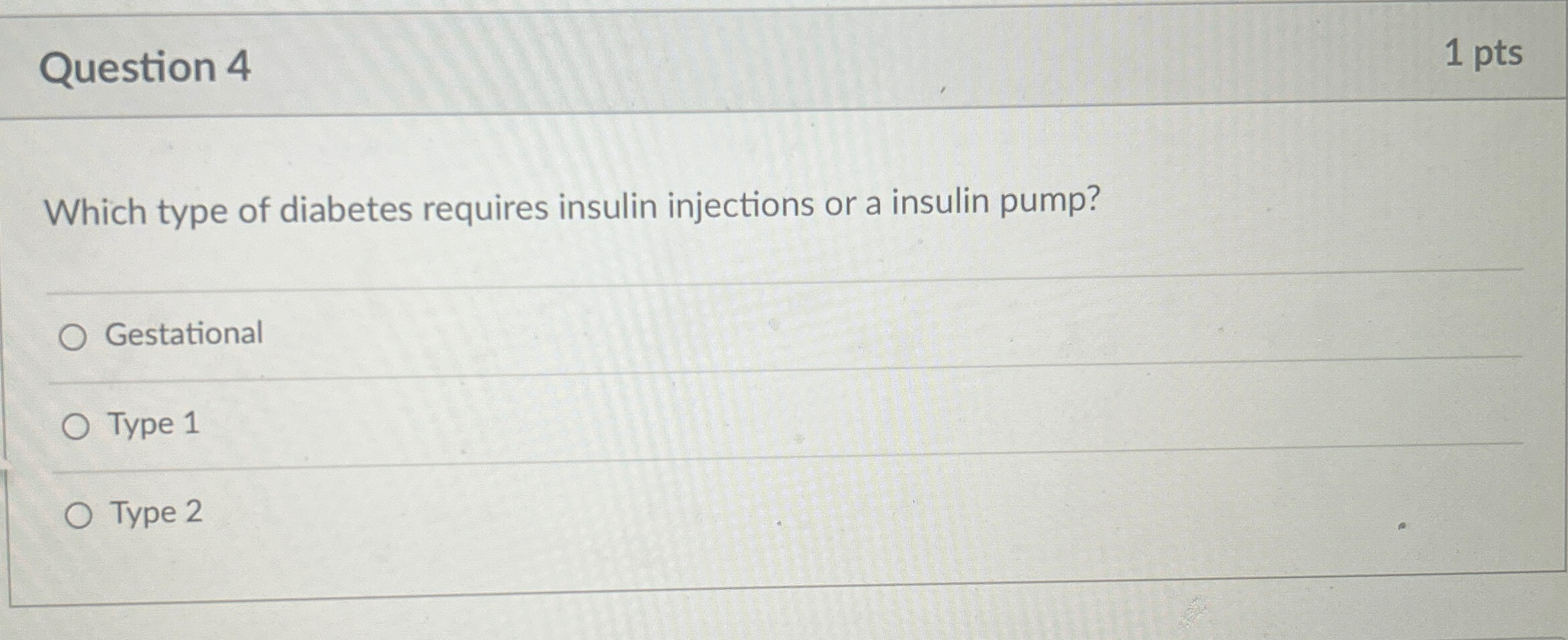 Solved Question 41 ptsWhich type of diabetes requires | Chegg.com Solved Question 41 ptsWhich type of diabetes requires | Chegg.com
