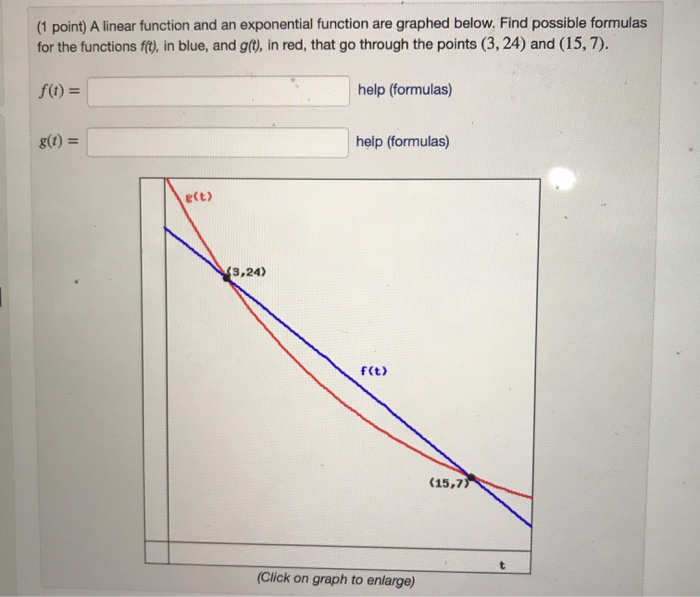 Solved (1 point) Find a possible formula for the exponential | Chegg.com