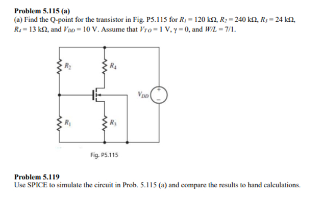 Solved Problem 5.119Use SPICE to simulate the circuit in | Chegg.com
