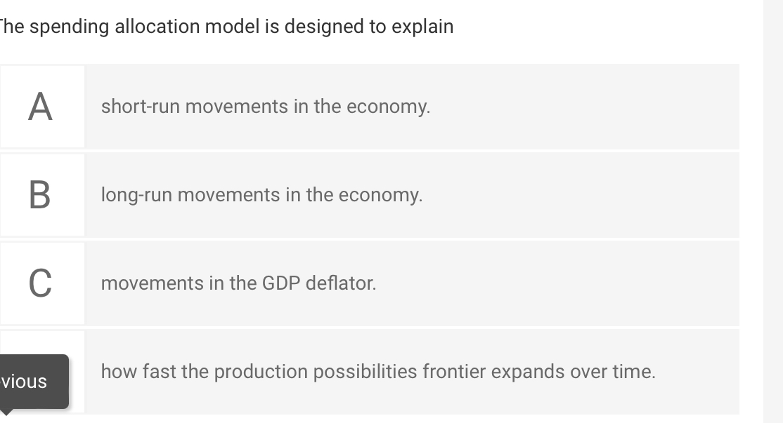 Solved he spending allocation model is designed to explainA | Chegg.com