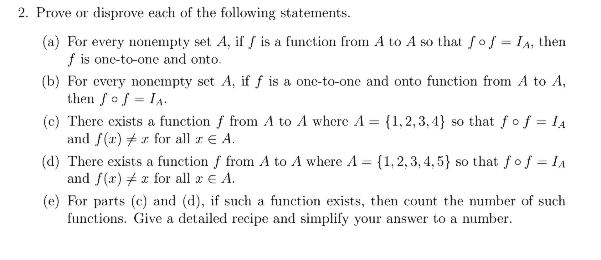 Solved Prove or disprove each of the following | Chegg.com