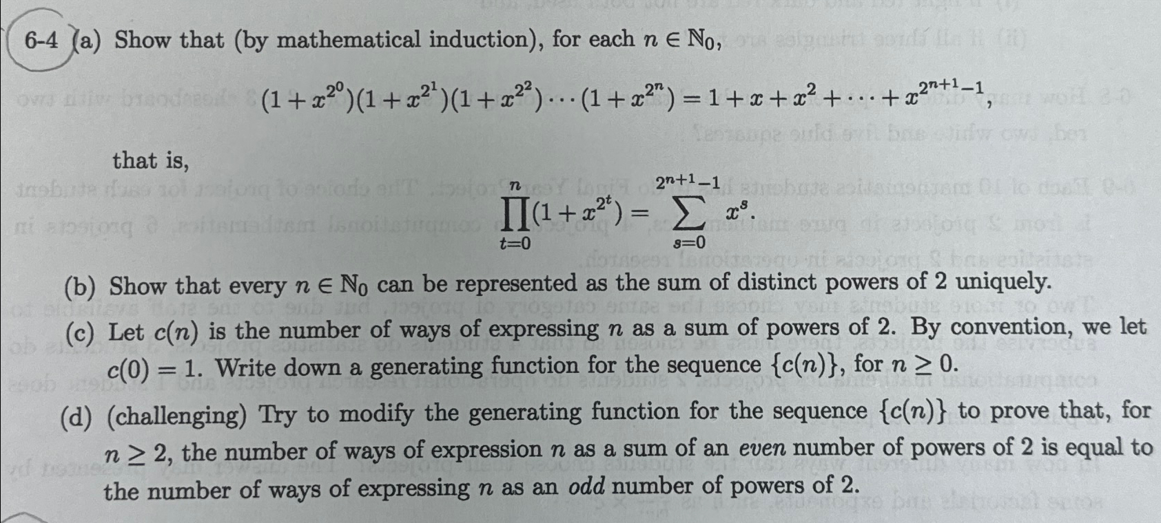 6-4 (a) ﻿Show that (by mathematical induction), ﻿for | Chegg.com