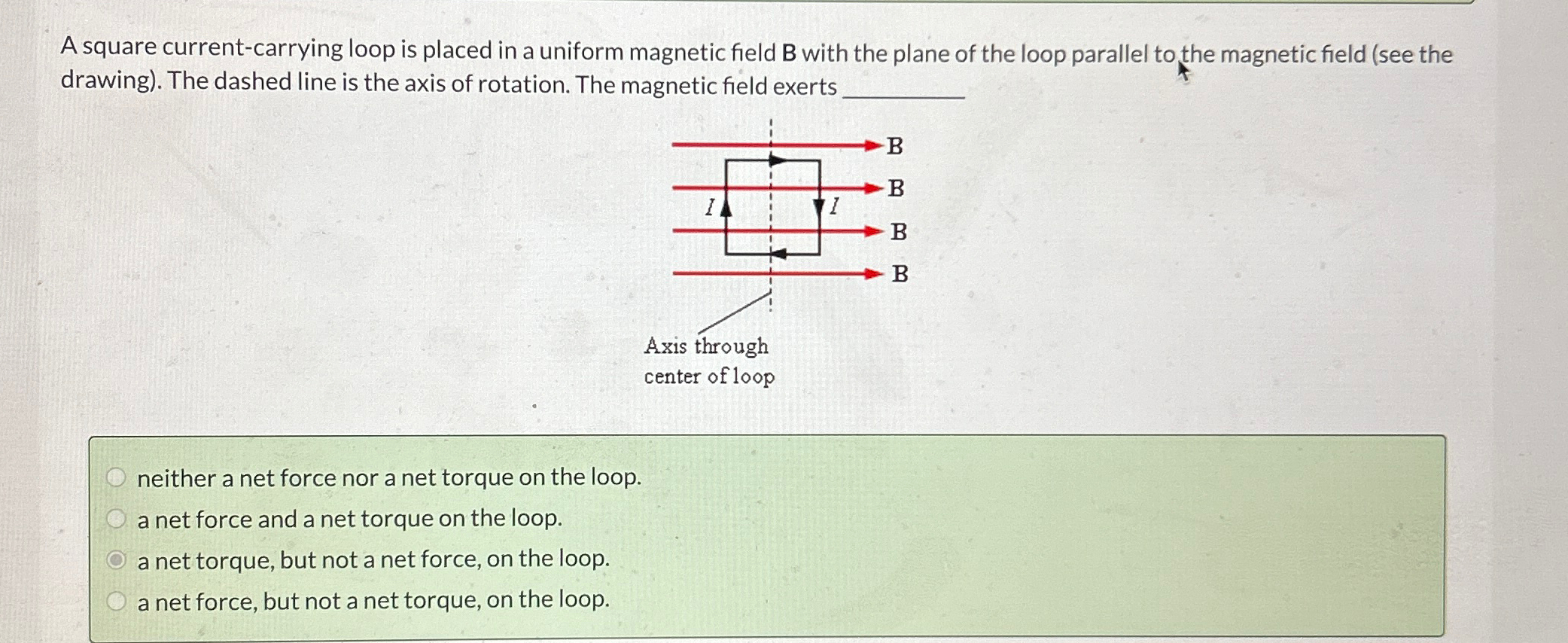 Solved A square current-carrying loop is placed in a uniform | Chegg.com