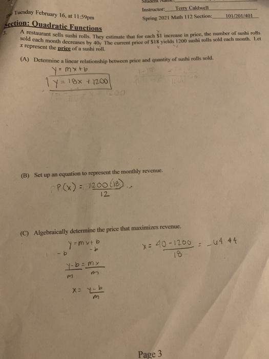 Solved Math 112 Written Homework #4 Student Name: MARISSA | Chegg.com