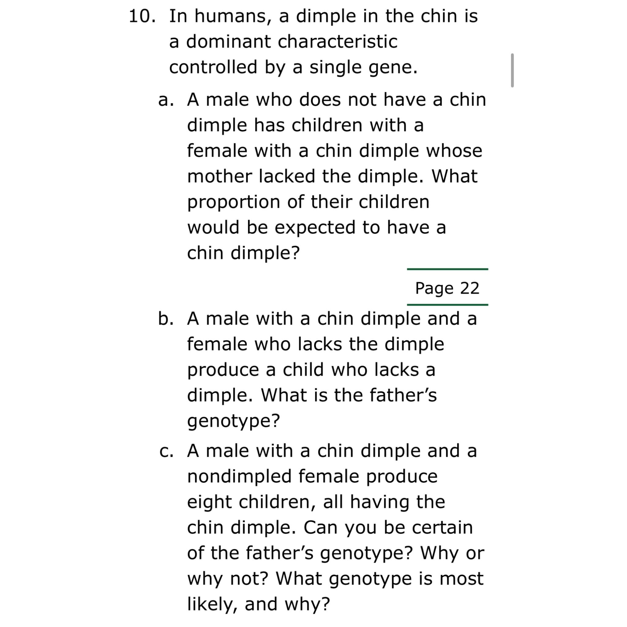 Solved In humans, a dimple in the chin is a dominant | Chegg.com