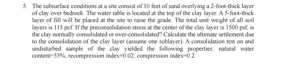 Solved The subsurface conditions at a site consist of 10 | Chegg.com