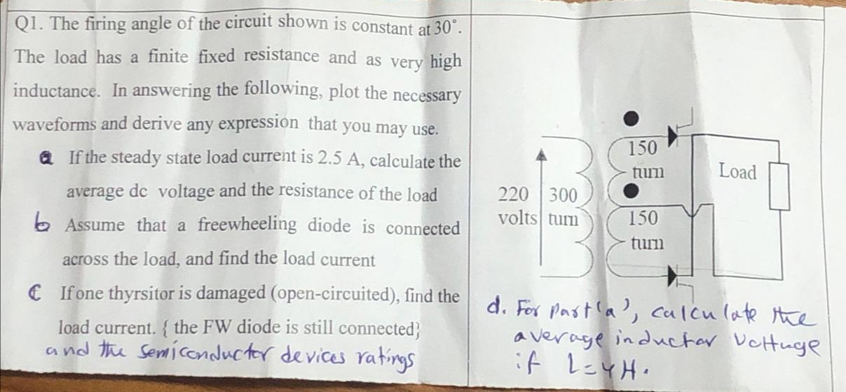 Solved Q1. ﻿The firing angle of the circuit shown is | Chegg.com