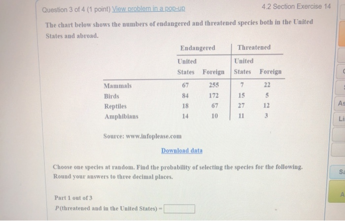 Solved Question 3 of 4 (1 point) View problem in a pop-up | Chegg.com