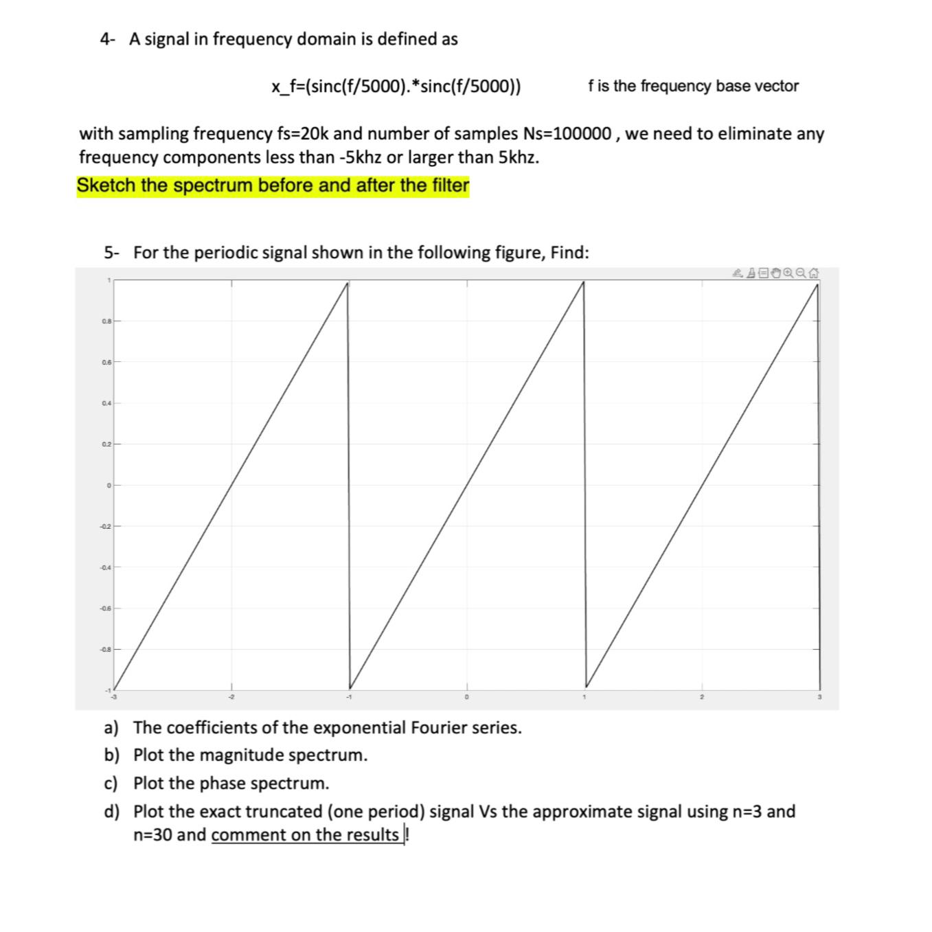 Solved 4- ﻿A signal in frequency domain is defined | Chegg.com