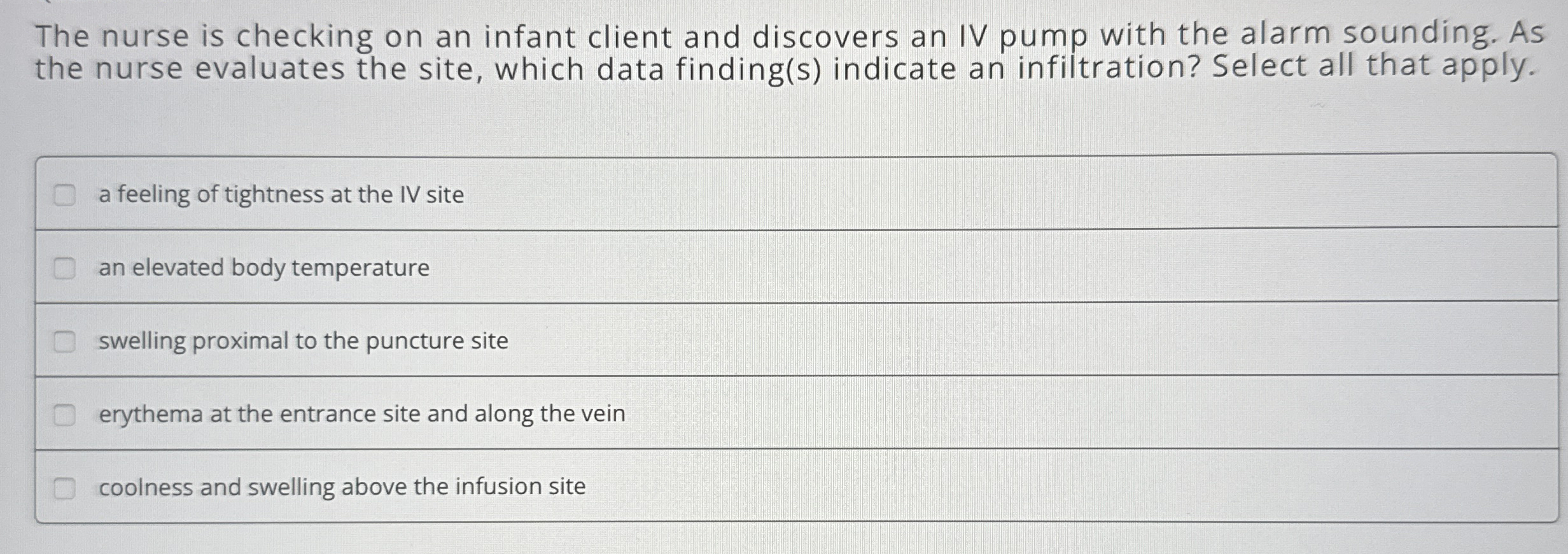 Solved The nurse is checking on an infant client and | Chegg.com