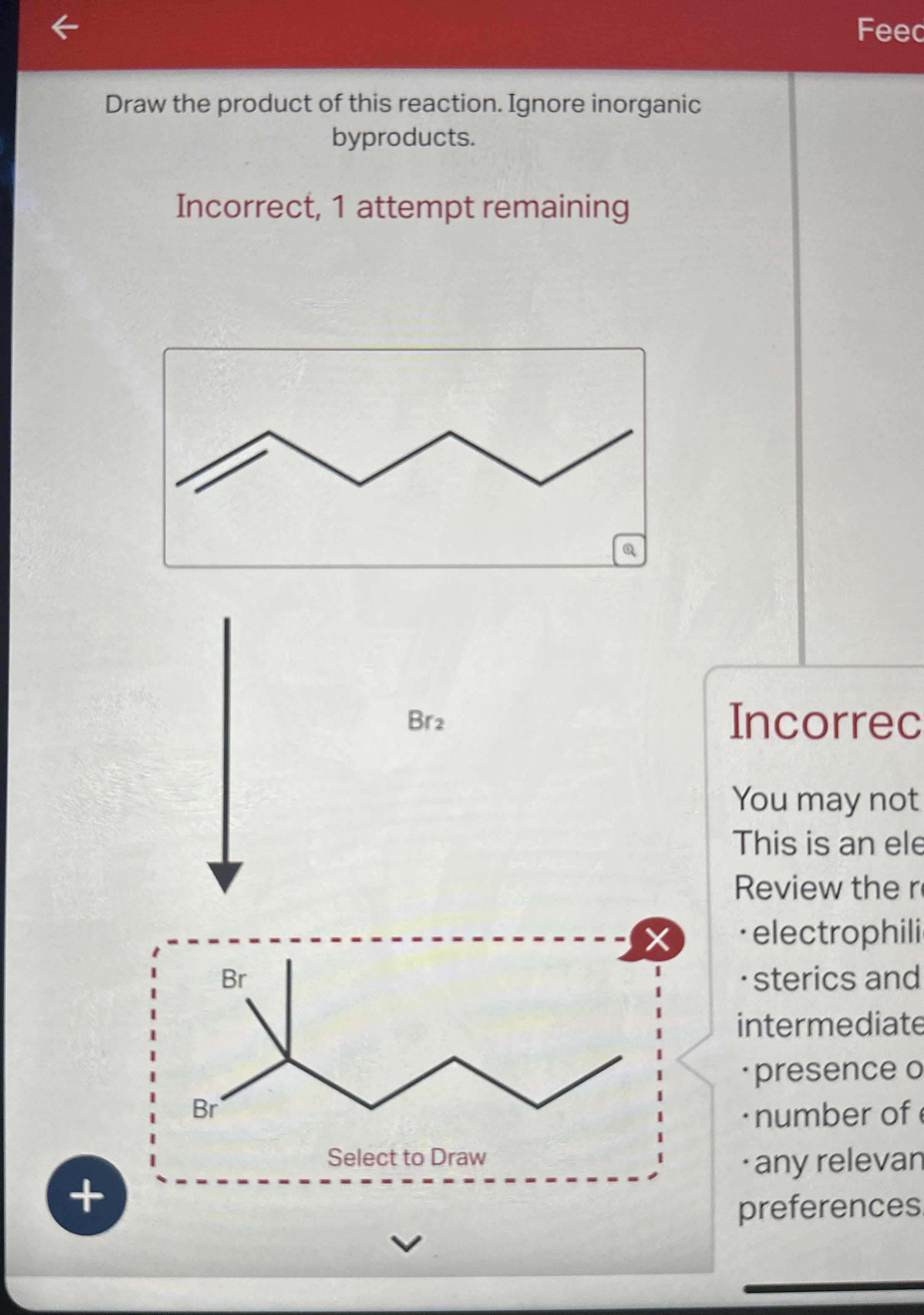 Solved by an EXPERT Draw the product of this reaction. Ignore inorganic | Chegg.com