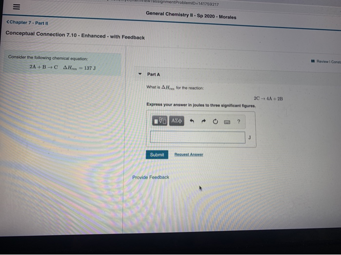 Solved wassignment ProblemiD=141759217 General Chemistry I - | Chegg.com