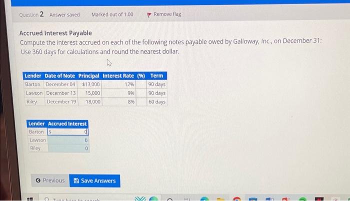 Solved Accrued Interest Payable Compute the interest accrued | Chegg.com