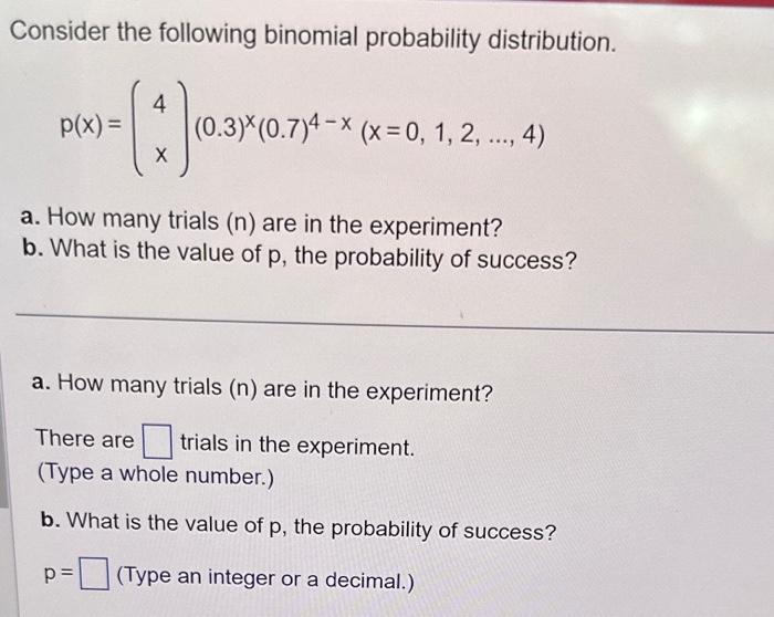 Solved Consider the following binomial probability | Chegg.com