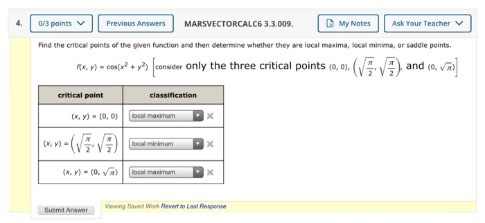 Solved Find the critical points of the given function and | Chegg.com