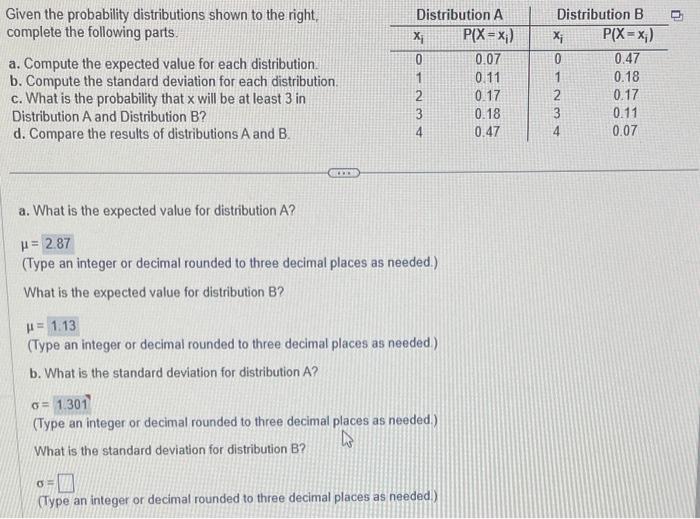 Solved Given the probability distributions shown to the | Chegg.com